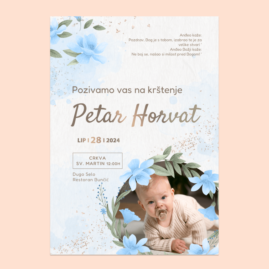 Digitalne Pozivnice za Krštenje - Prilagodi i naruči
