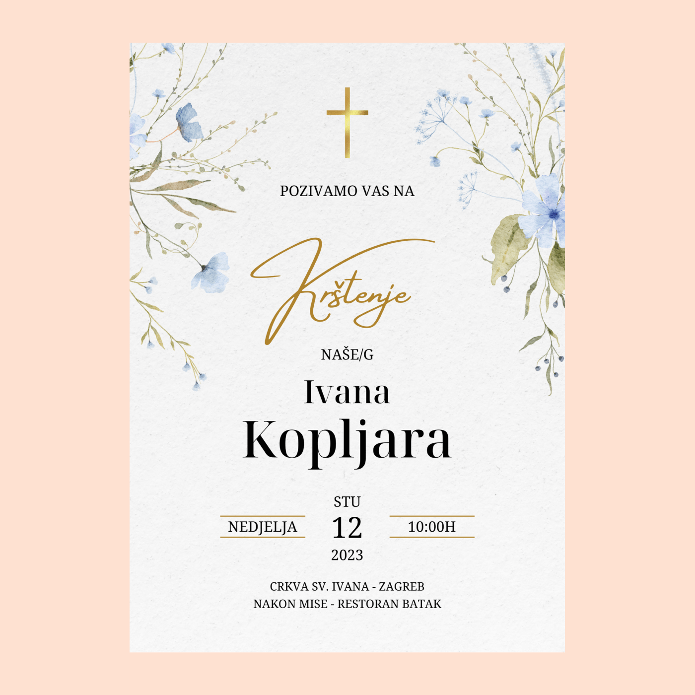 Grey Classy - Digitalna Pozivnica za Krštenje