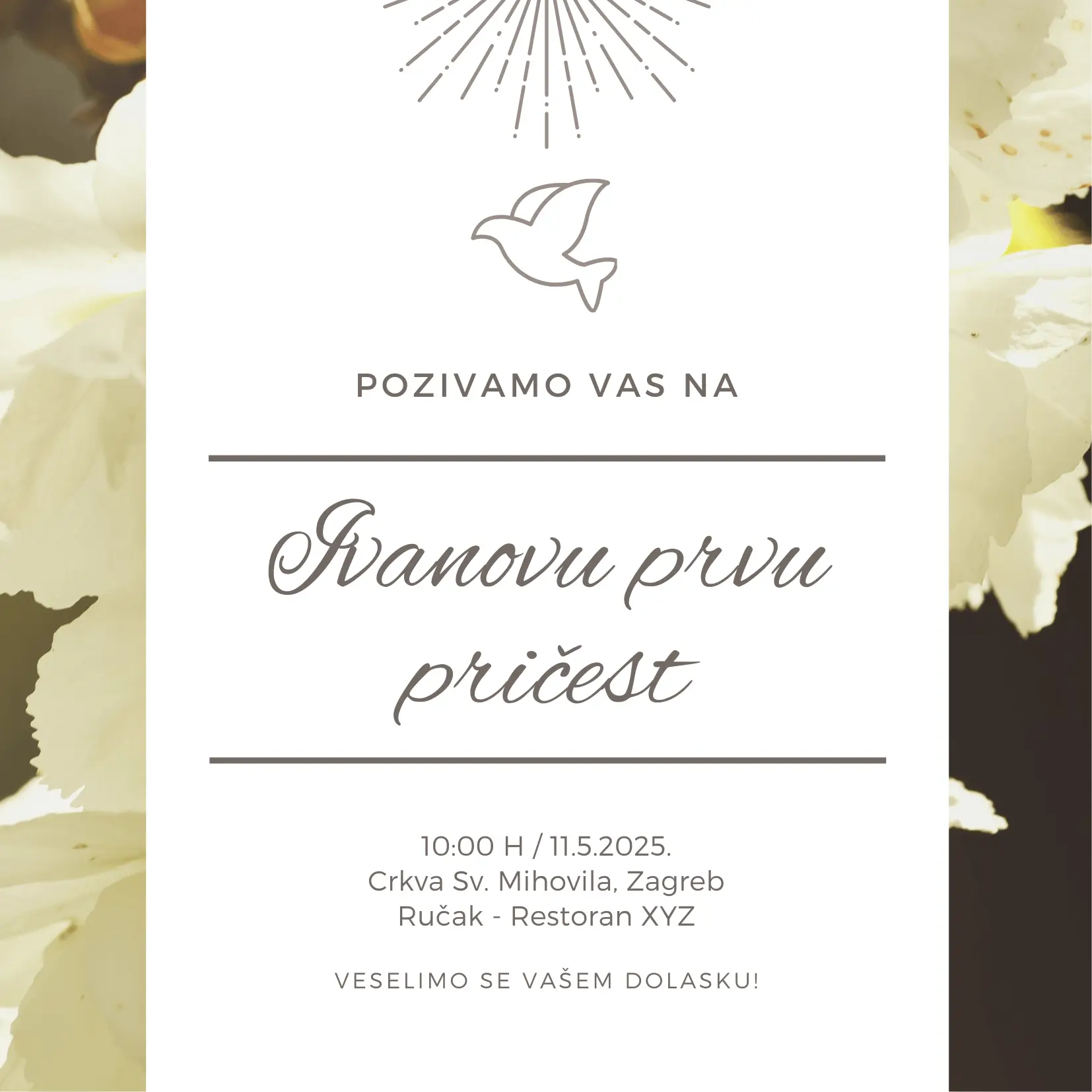 Pozivnica Za Prvu Pricest Tekst